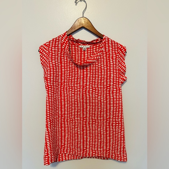 CAbi | Tops | Cabi Madeline Orange White Polka Dot Pullover Blouse ...